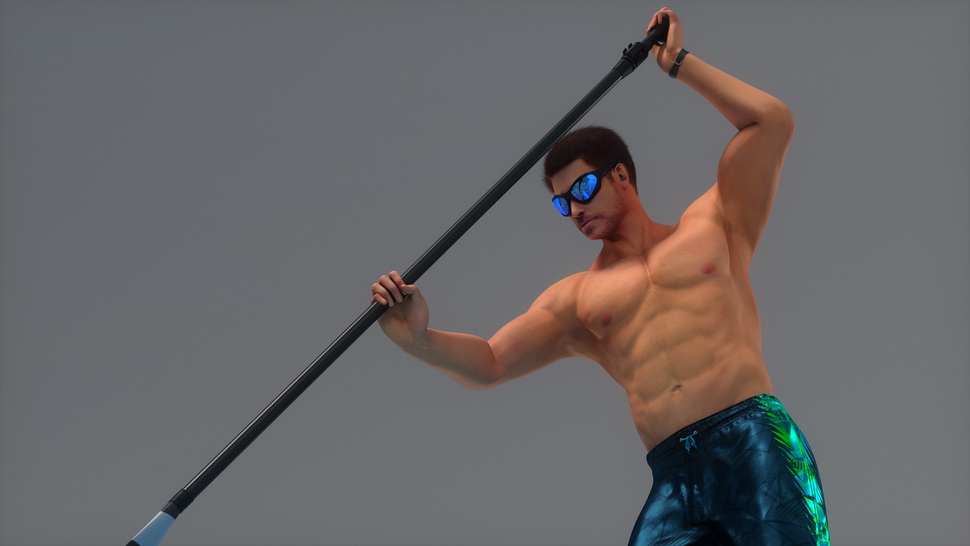 3D Male Paddleboarder Animated HQ - TurboSquid 2098595