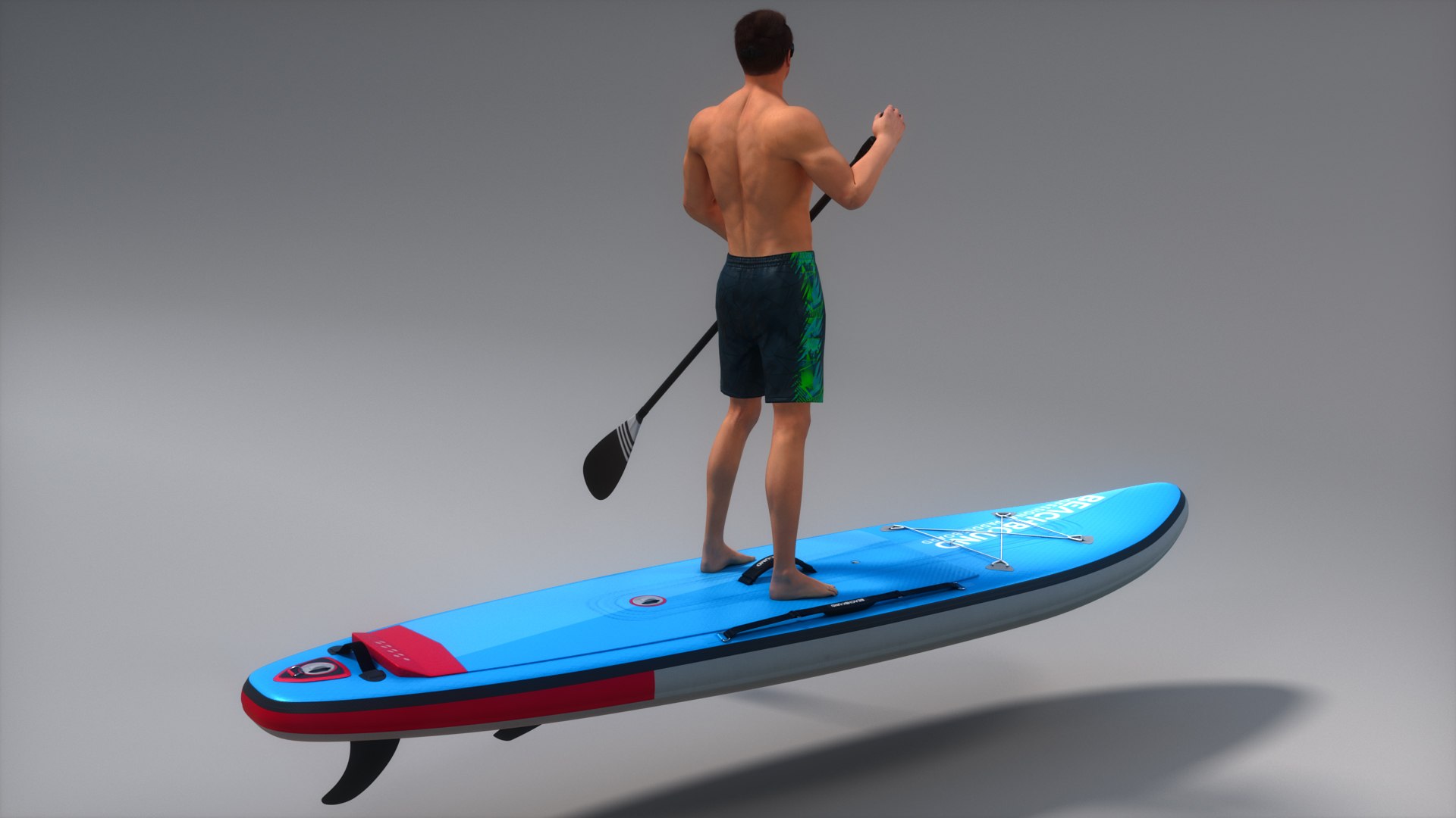 3D Male Paddleboarder Animated HQ - TurboSquid 2098595