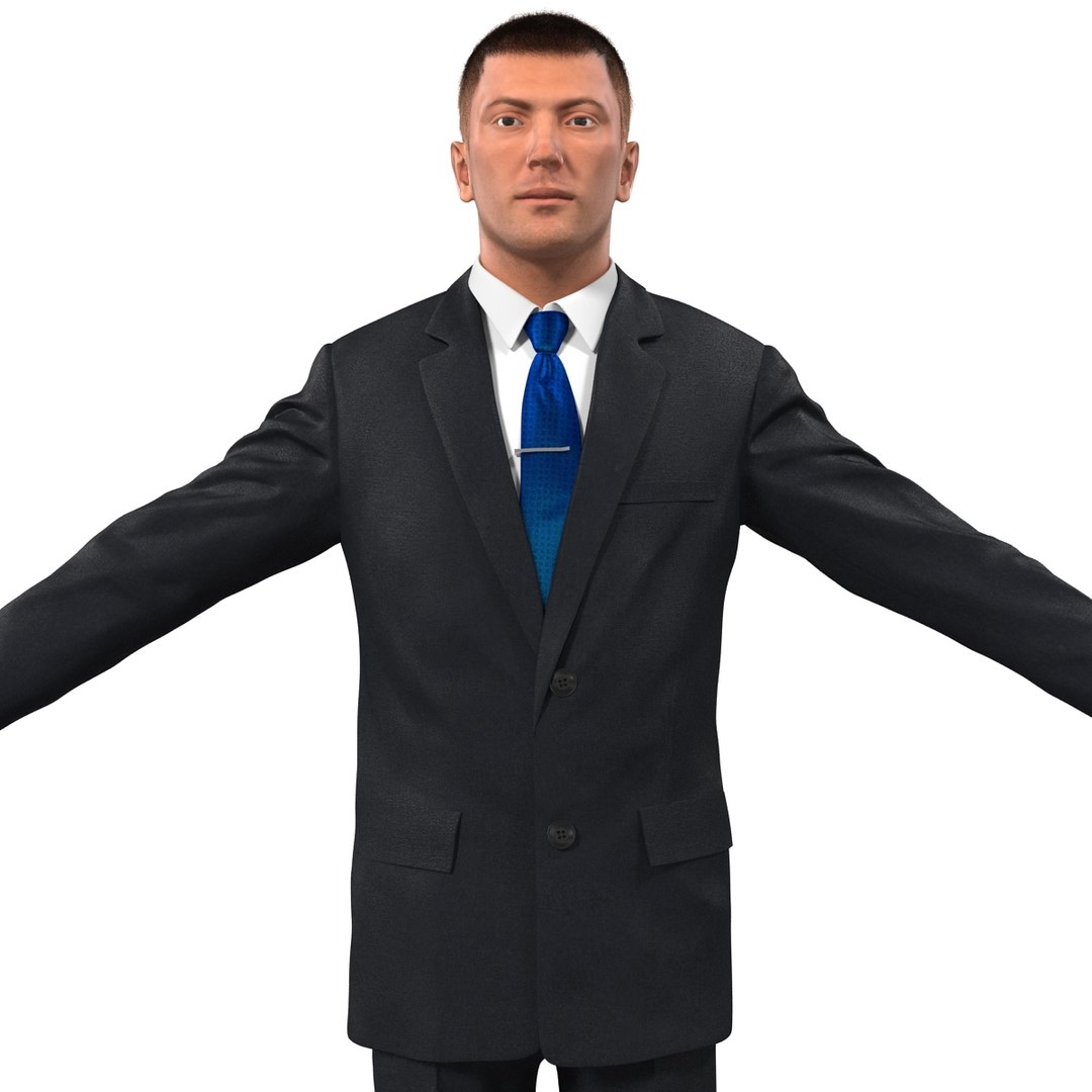 european businessman hair modeled 3d model