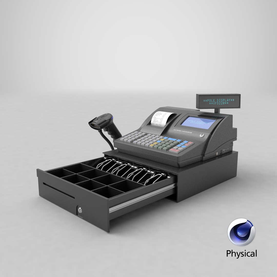 3D model Cash Register With Barcode Scanner - TurboSquid 1973424