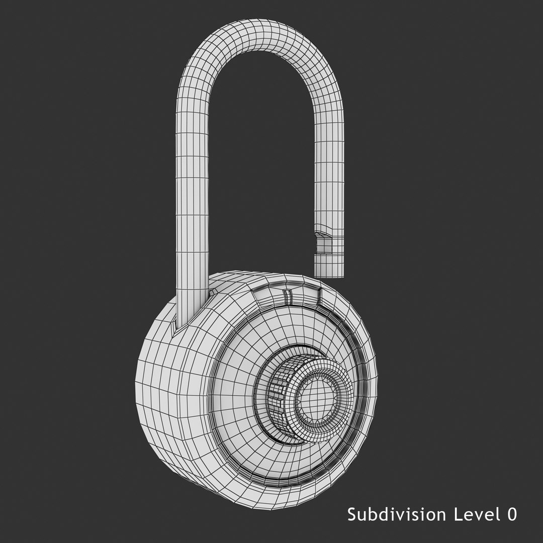 3d Model Padlock Number Subdivision
