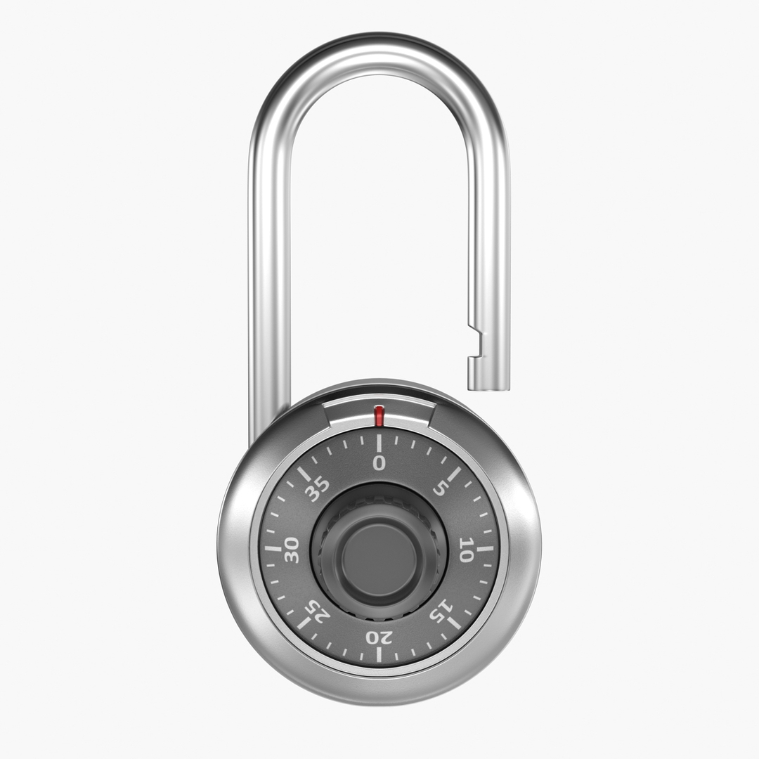 3d Model Padlock Number Subdivision