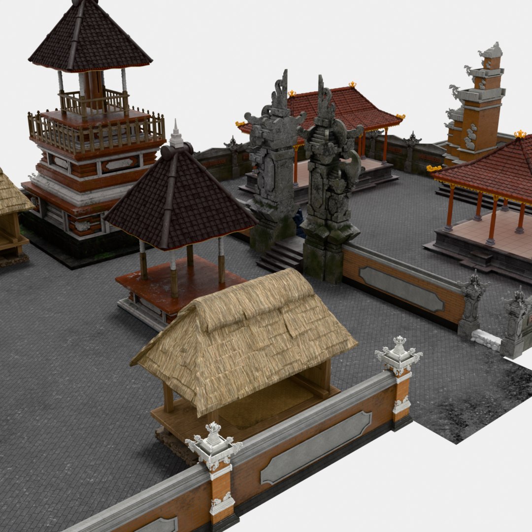 Balinese Brick Temple Traditional Brick Wall Temple 3D Model ...