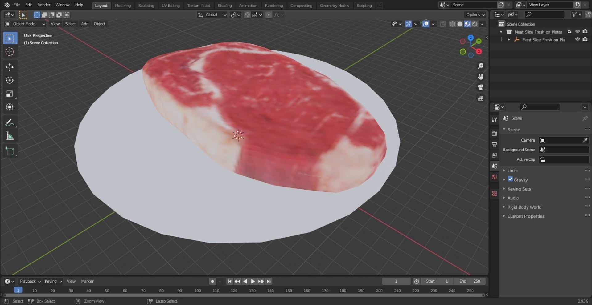 Meat Slice Fresh On Plates 3D Model - TurboSquid 1948561