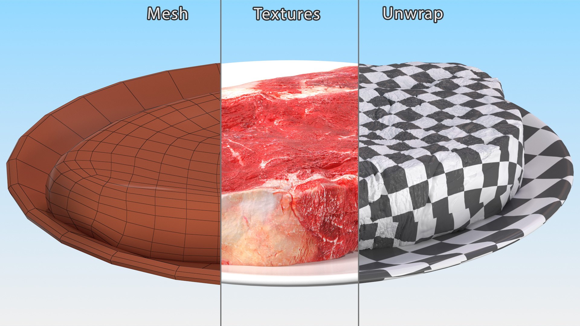 Meat Slice Fresh On Plates 3D Model - TurboSquid 1948561