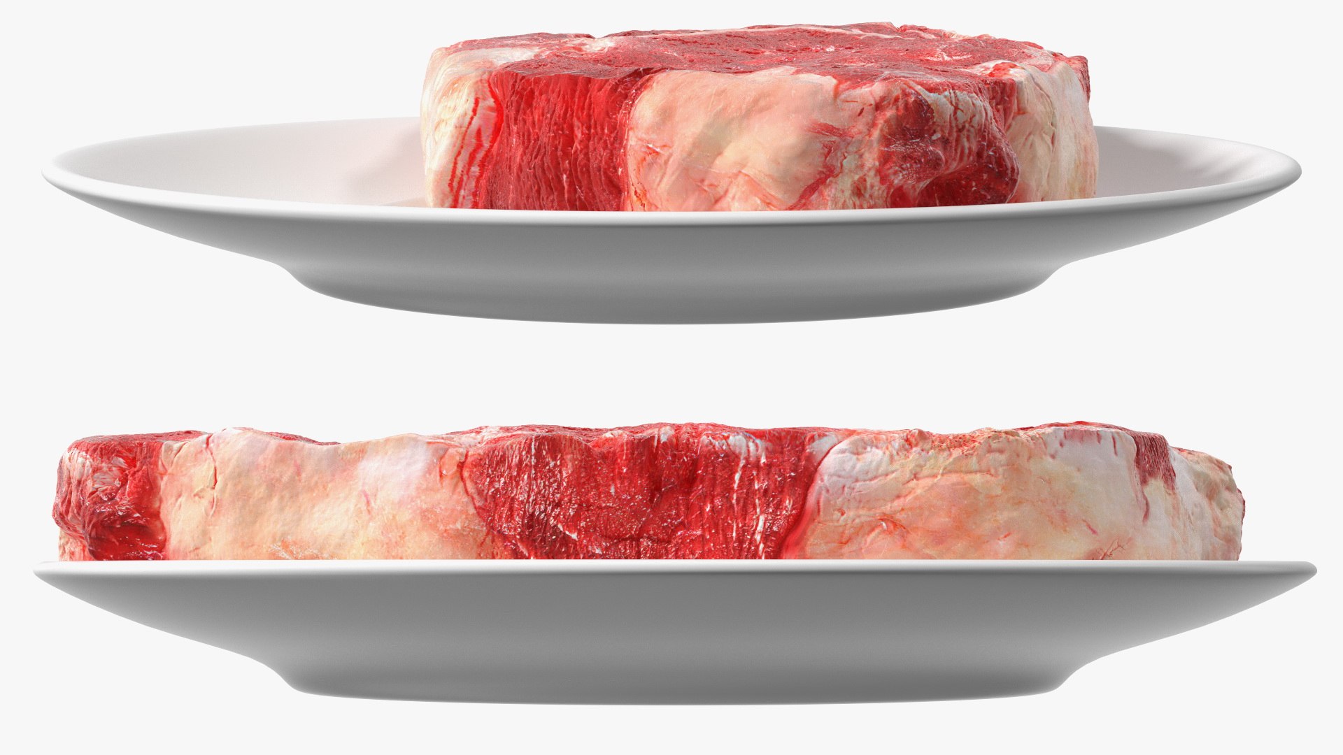 Meat Slice Fresh On Plates 3D Model - TurboSquid 1948561