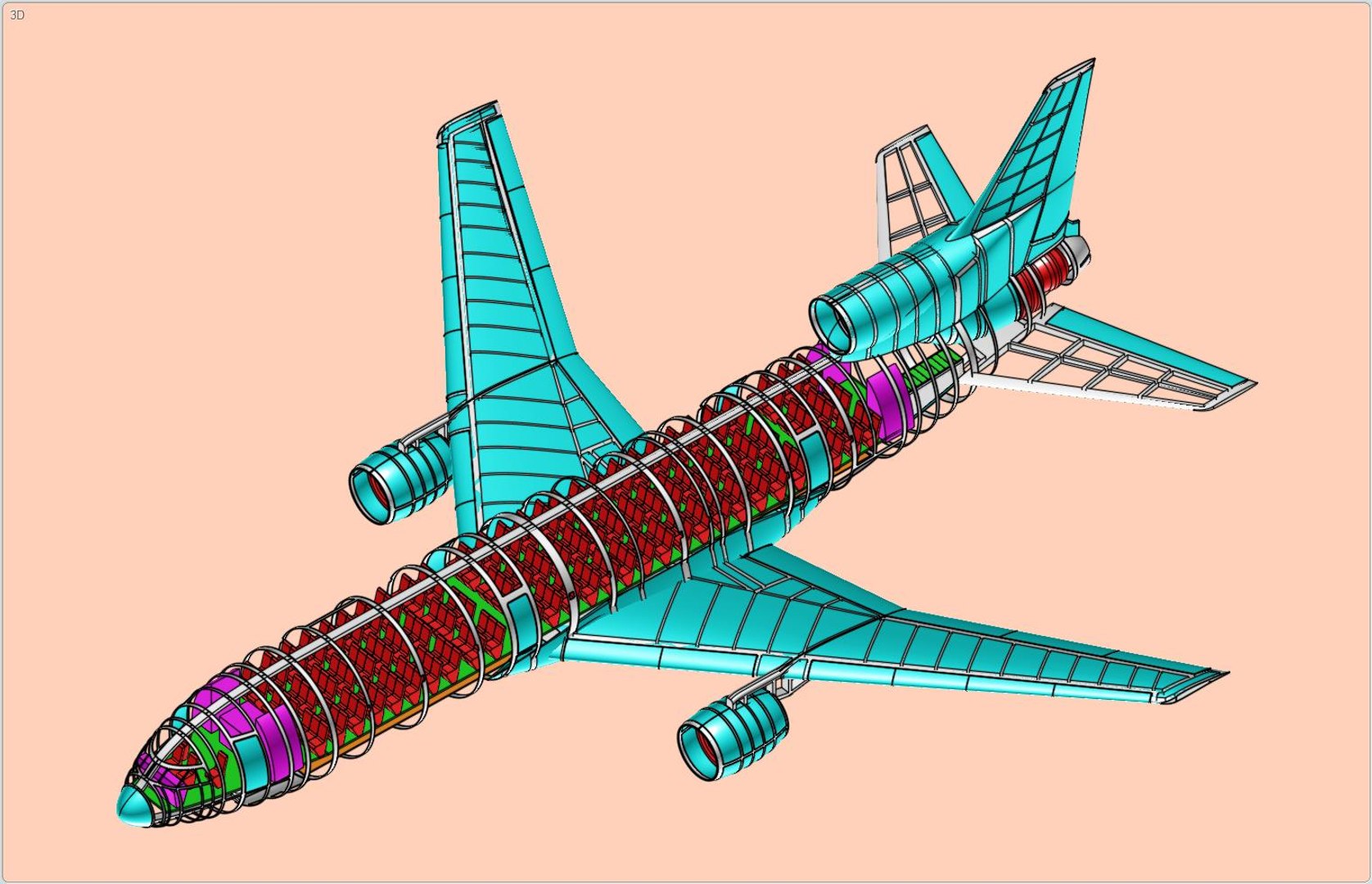 Lockheed L1011 Aircraft Solid Dwg