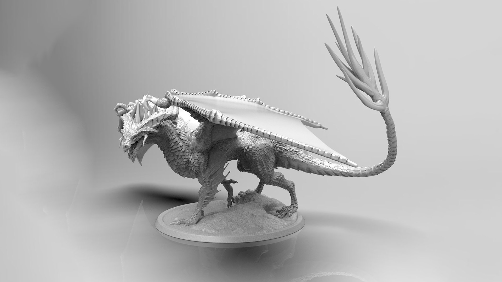 LEGENDARY DRAGON DESIGN THE BLACKIE DRAGON STATUE STL 3DC Model ...