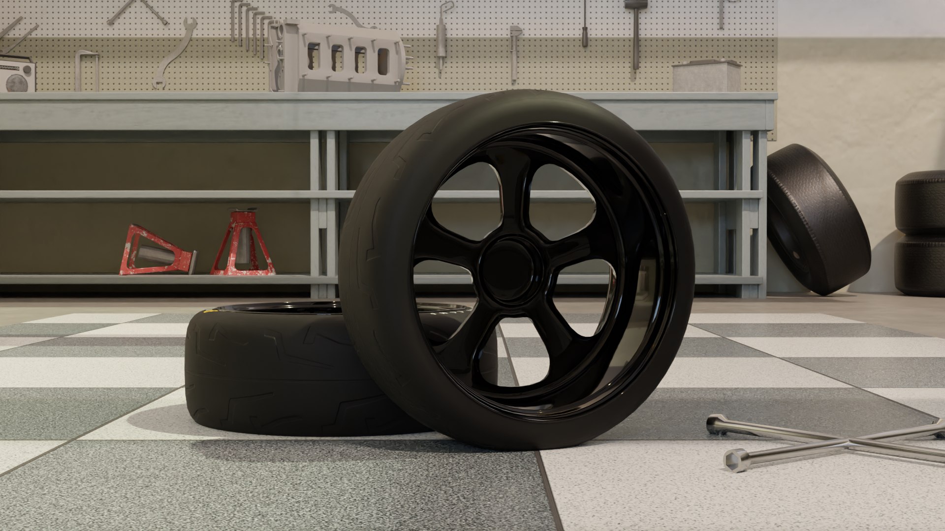 High-Detail Racing Car Wheel For Games And Rendering Low-Poly 3D Model ...