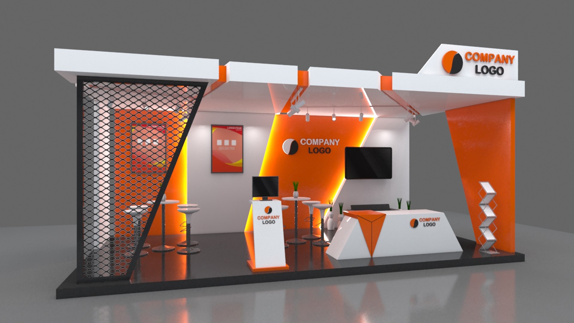 3D Booth 4x8 Orange Model - TurboSquid 1770994