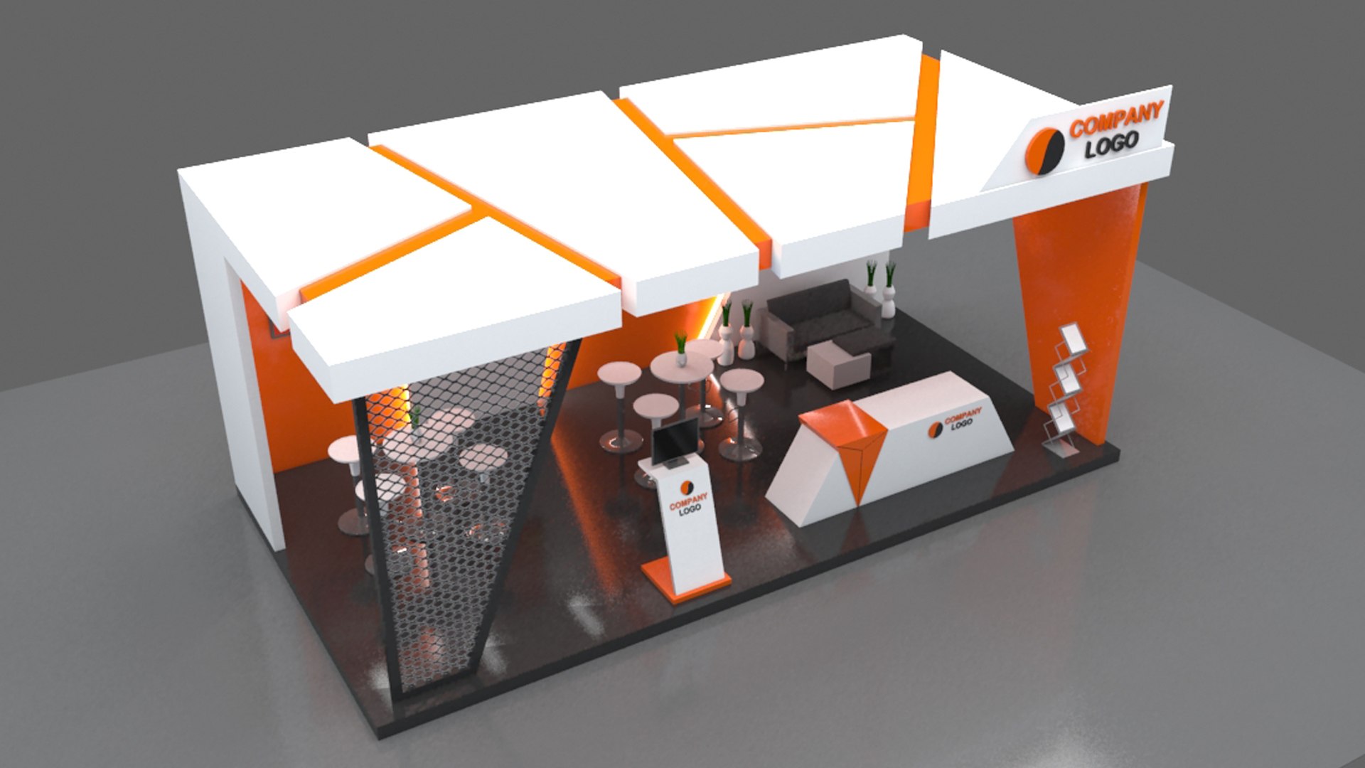3D Booth 4x8 Orange Model - TurboSquid 1770994