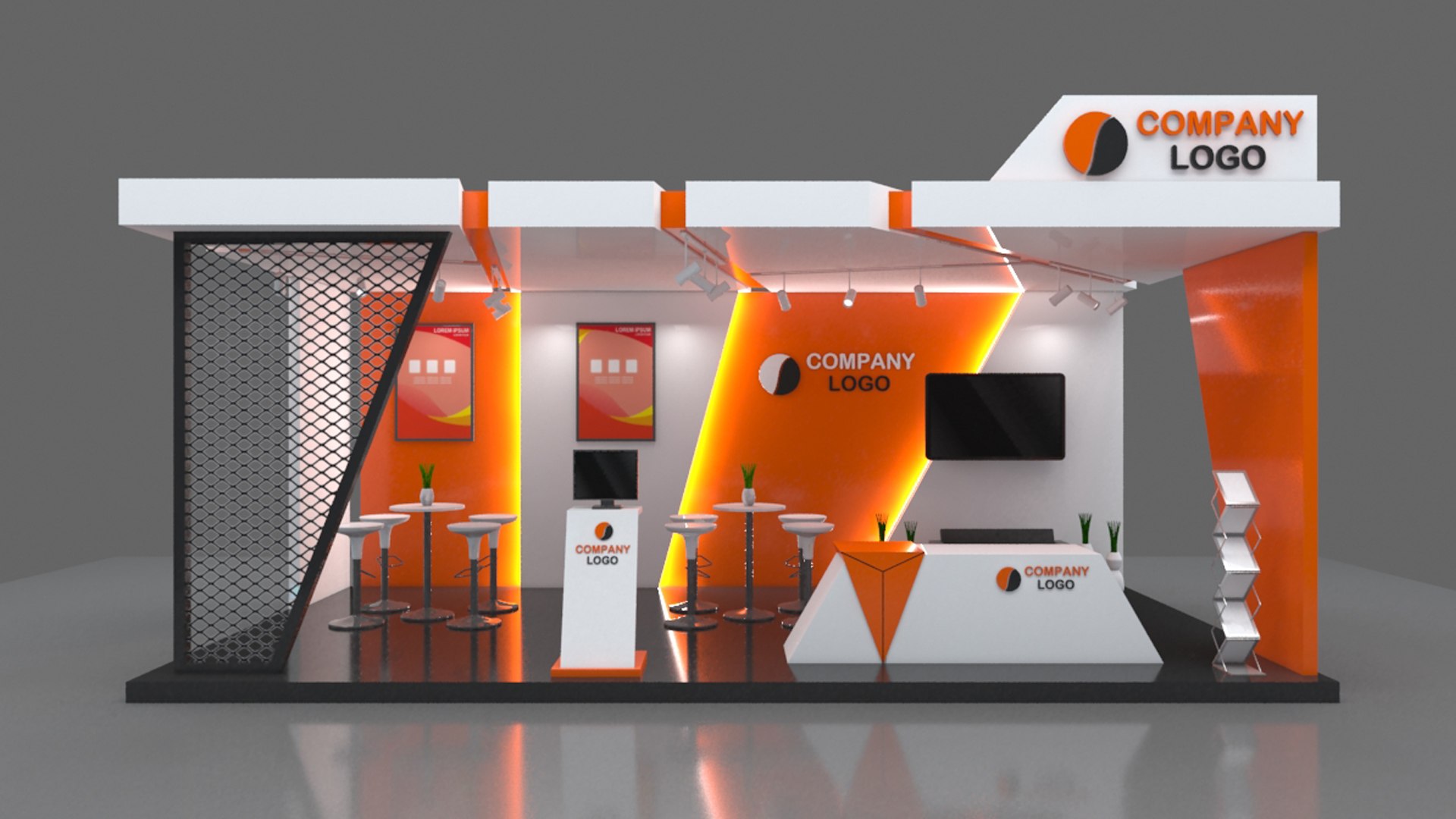 3D Booth 4x8 Orange Model - TurboSquid 1770994