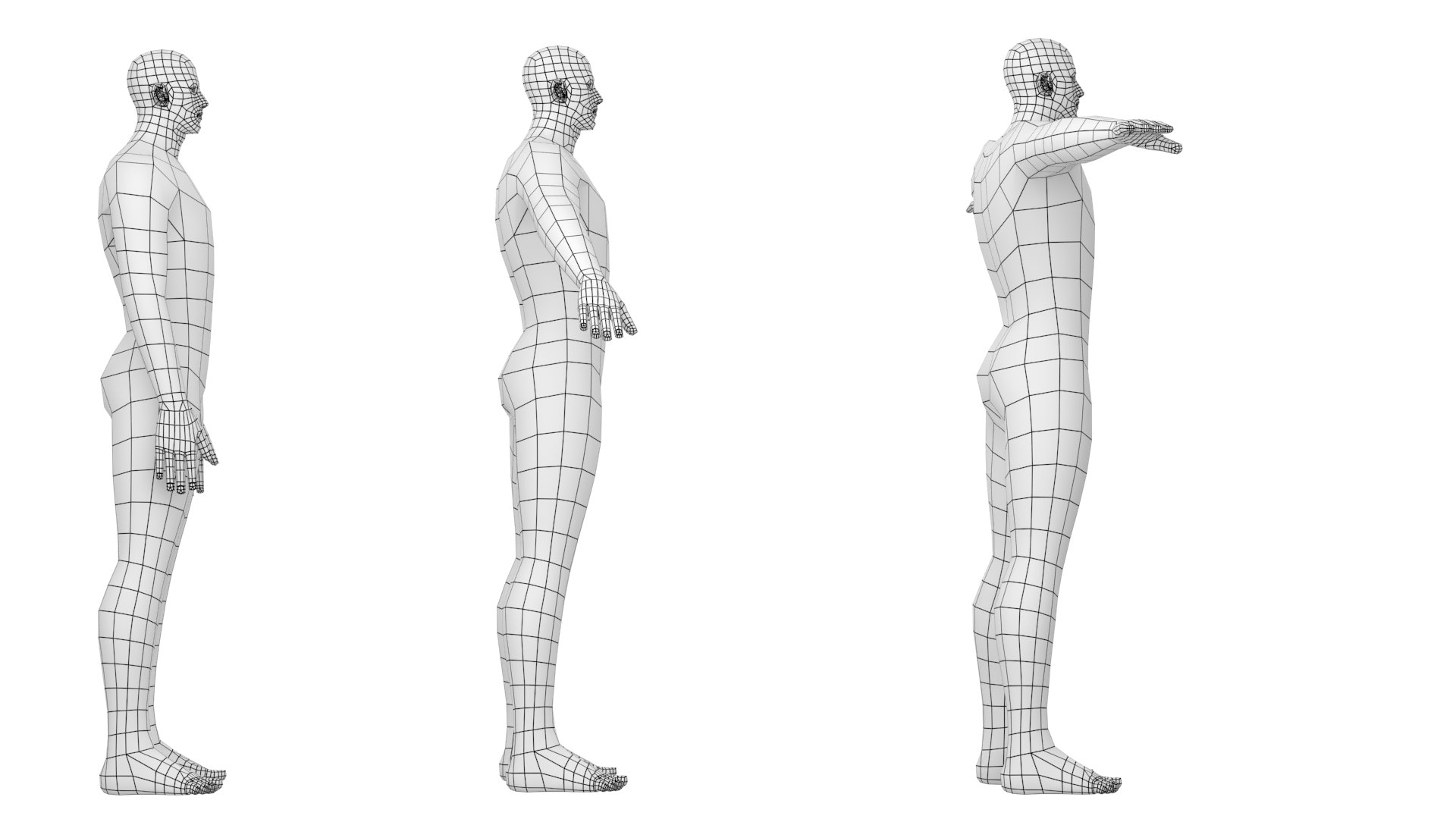 3D Model Male Hero In Three Poses Base Mesh - TurboSquid 2147624