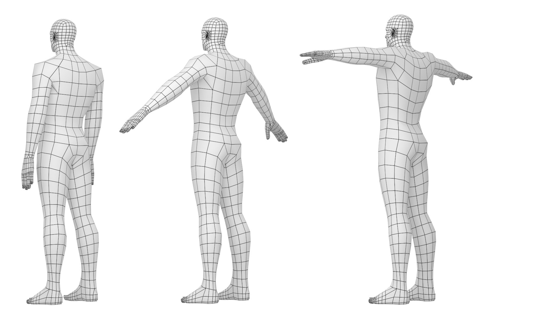 3D Model Male Hero In Three Poses Base Mesh - TurboSquid 2147624