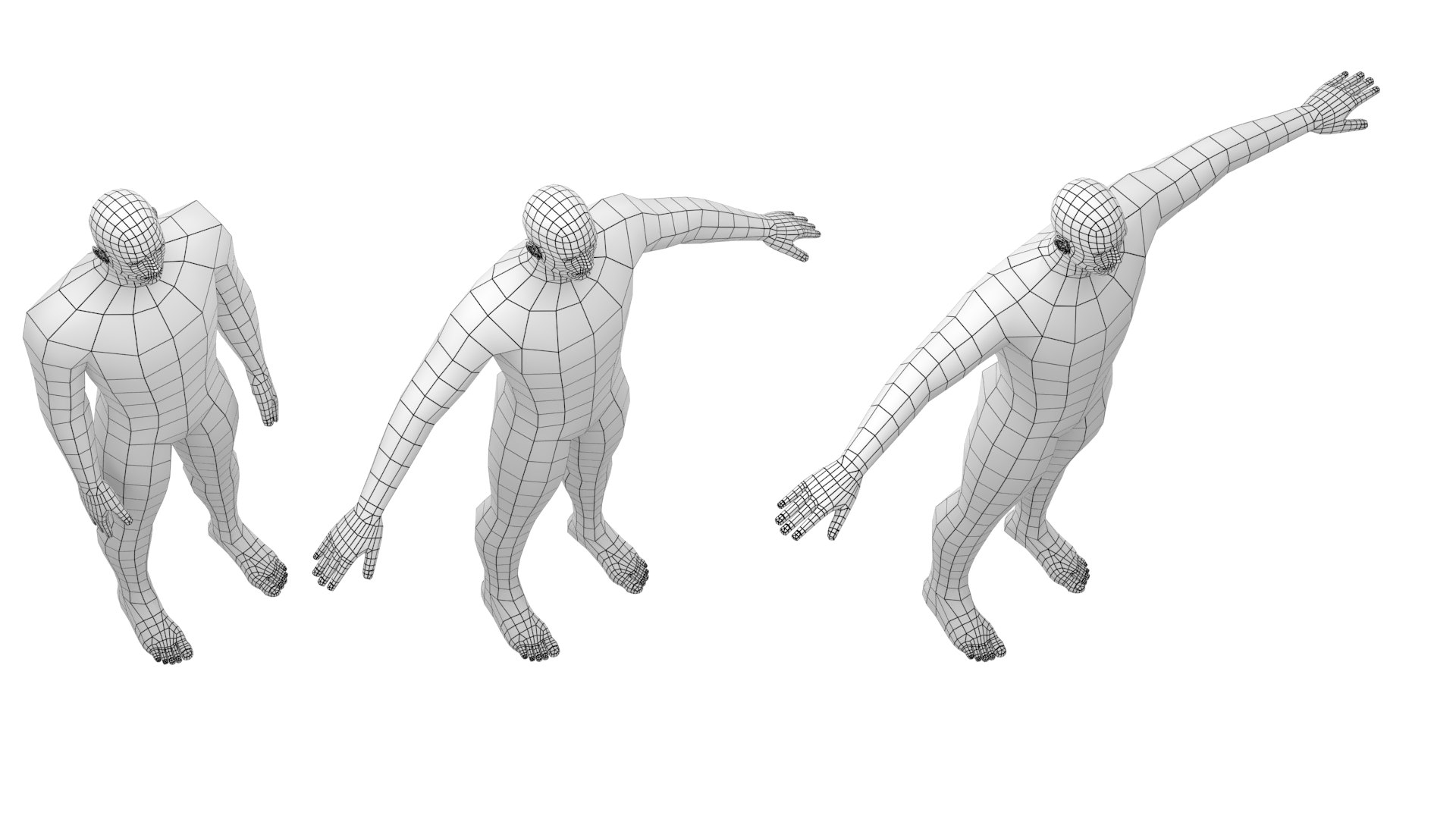 3D Model Male Hero In Three Poses Base Mesh - TurboSquid 2147624