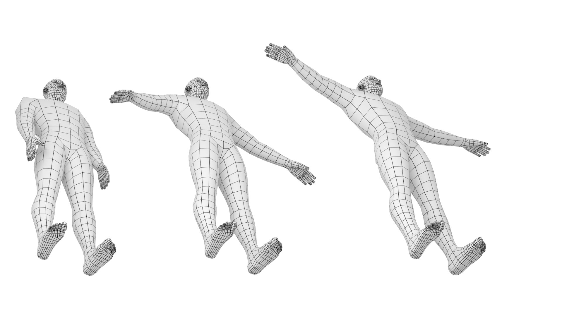 3D Model Male Hero In Three Poses Base Mesh - TurboSquid 2147624