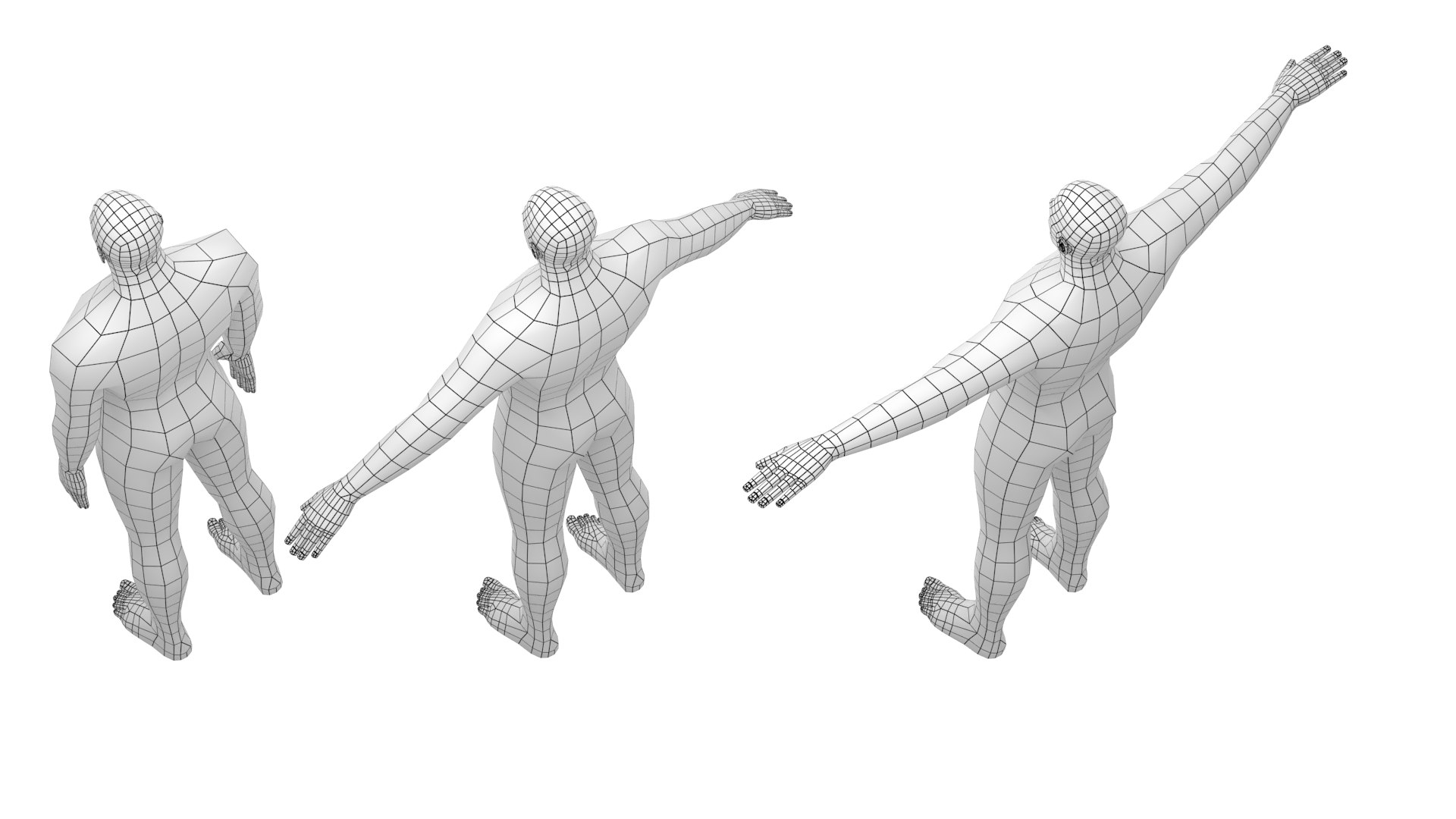 3D Model Male Hero In Three Poses Base Mesh - TurboSquid 2147624