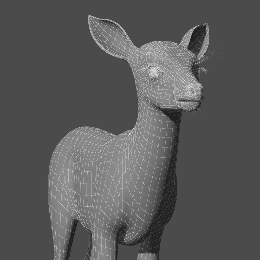 3d fawn baby deer rigged model