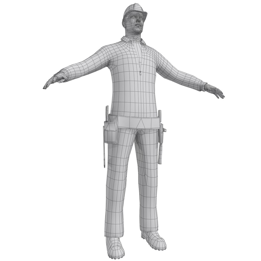 3d rigged worker man model