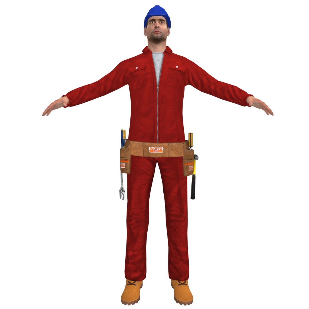 3d rigged worker man model
