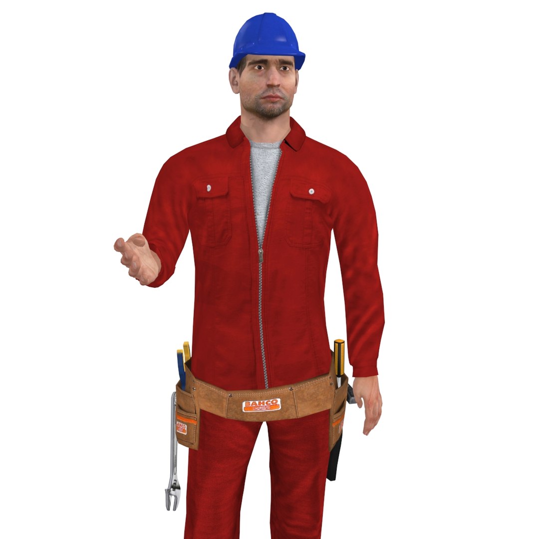 3d rigged worker man model