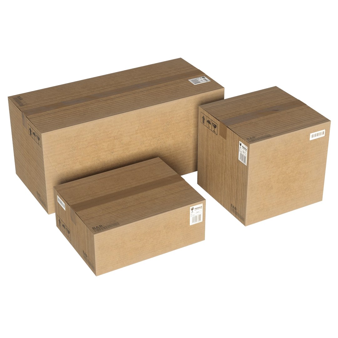 Cardboard boxes 3 pcs 3D - TurboSquid 1648086