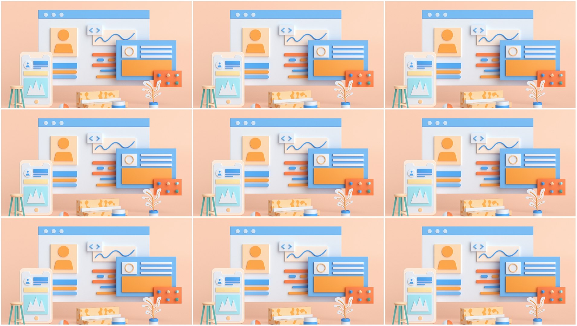 3D Personal Information Cartoon Elements Cartoon Scene 2D Office UI ...