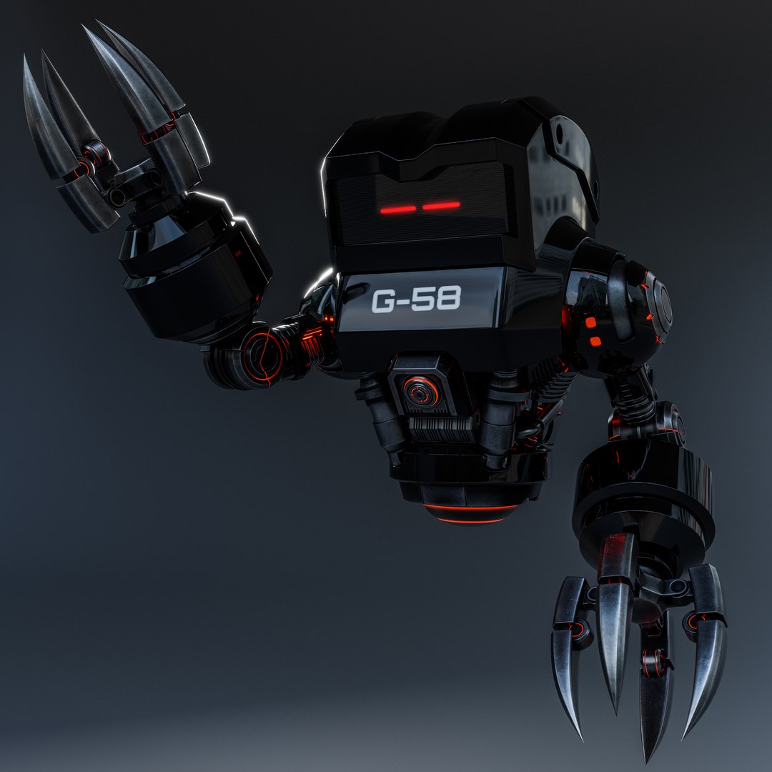 Cute Space Robot Rigged G-58 Black 3D Model - TurboSquid 2011840