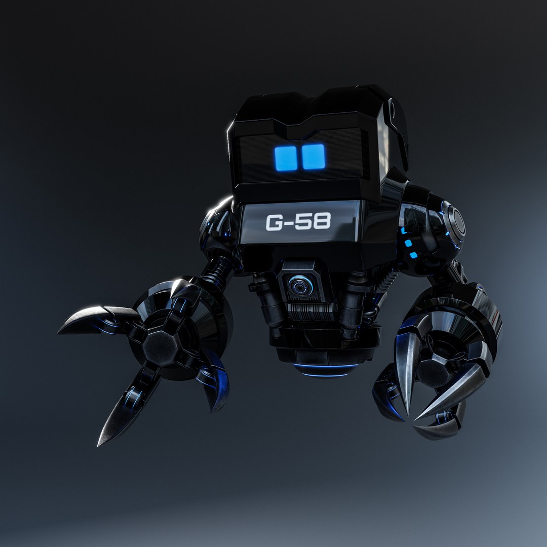 Cute Space Robot Rigged G-58 Black 3D Model - TurboSquid 2011840