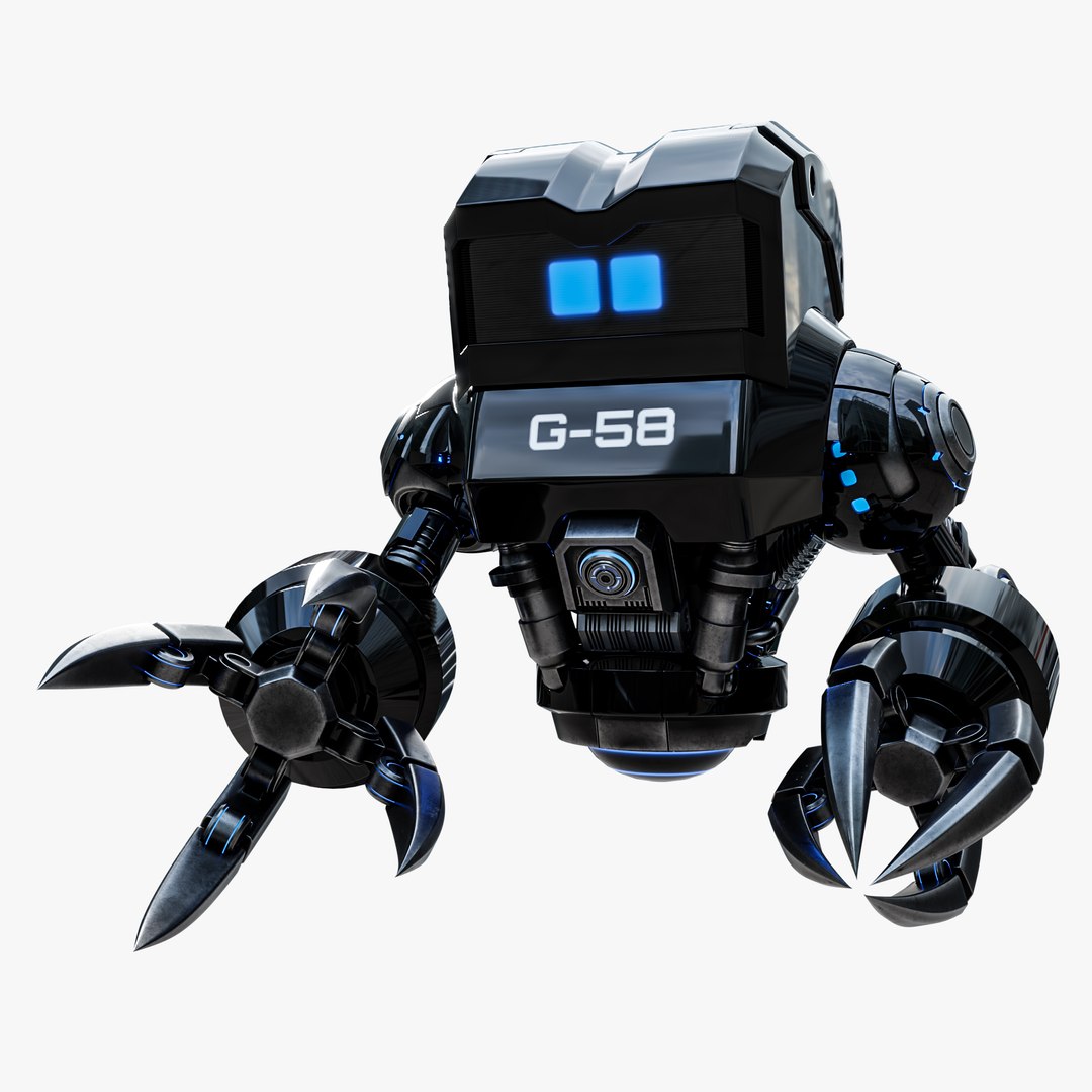 Cute Space Robot Rigged G-58 Black 3D model - TurboSquid 2011840