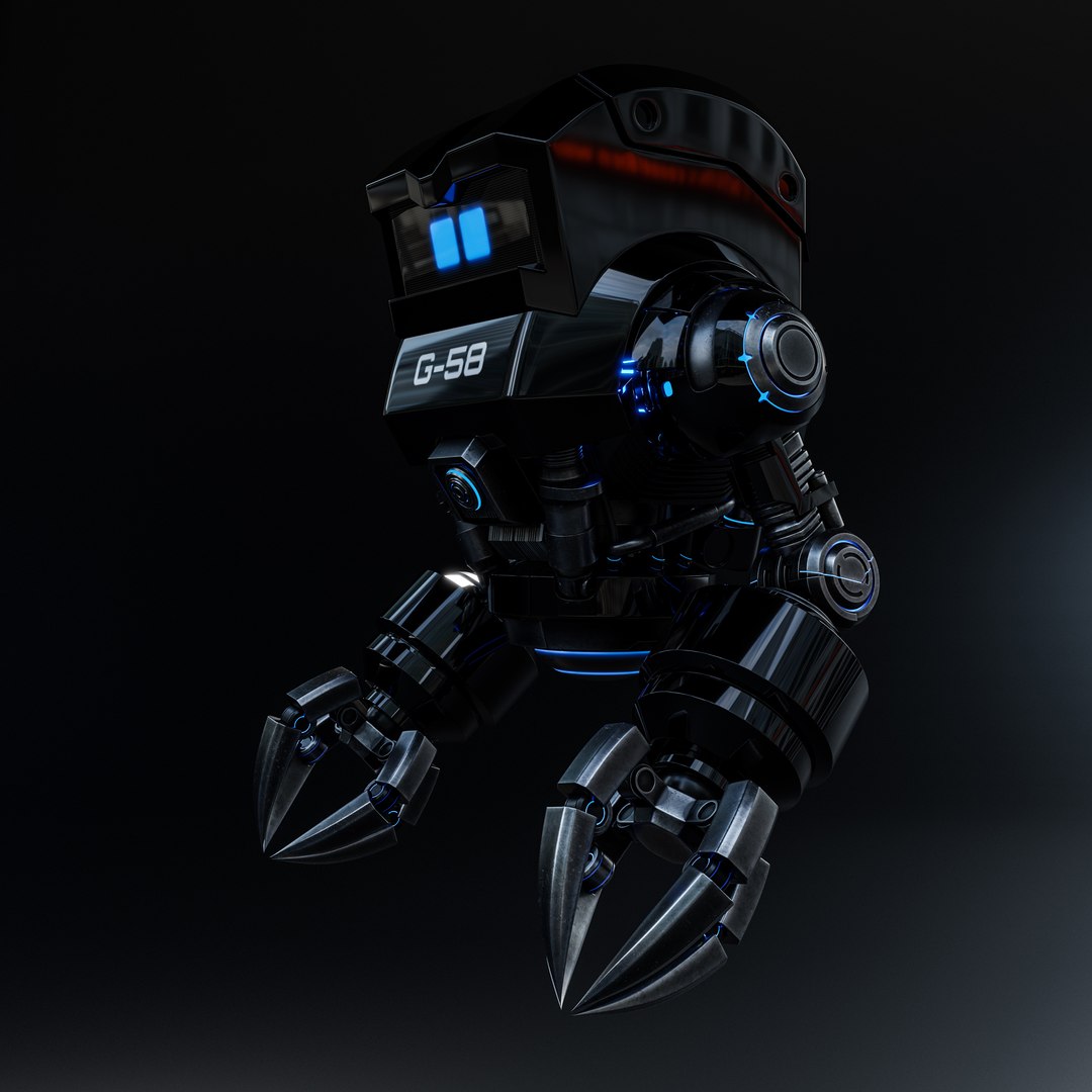 Cute Space Robot Rigged G-58 Black 3D Model - TurboSquid 2011840
