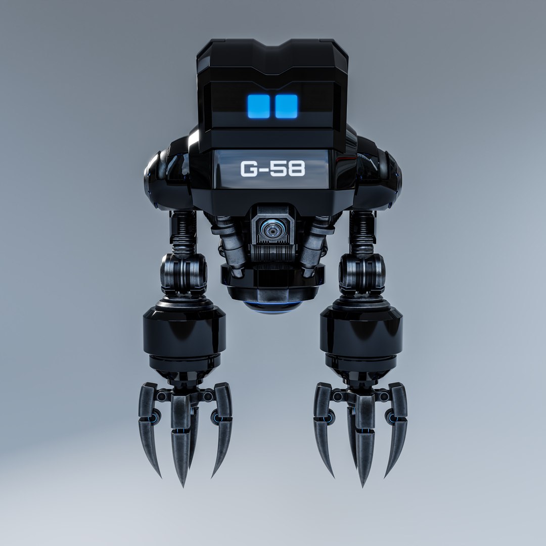 Cute Space Robot Rigged G-58 Black 3D Model - TurboSquid 2011840