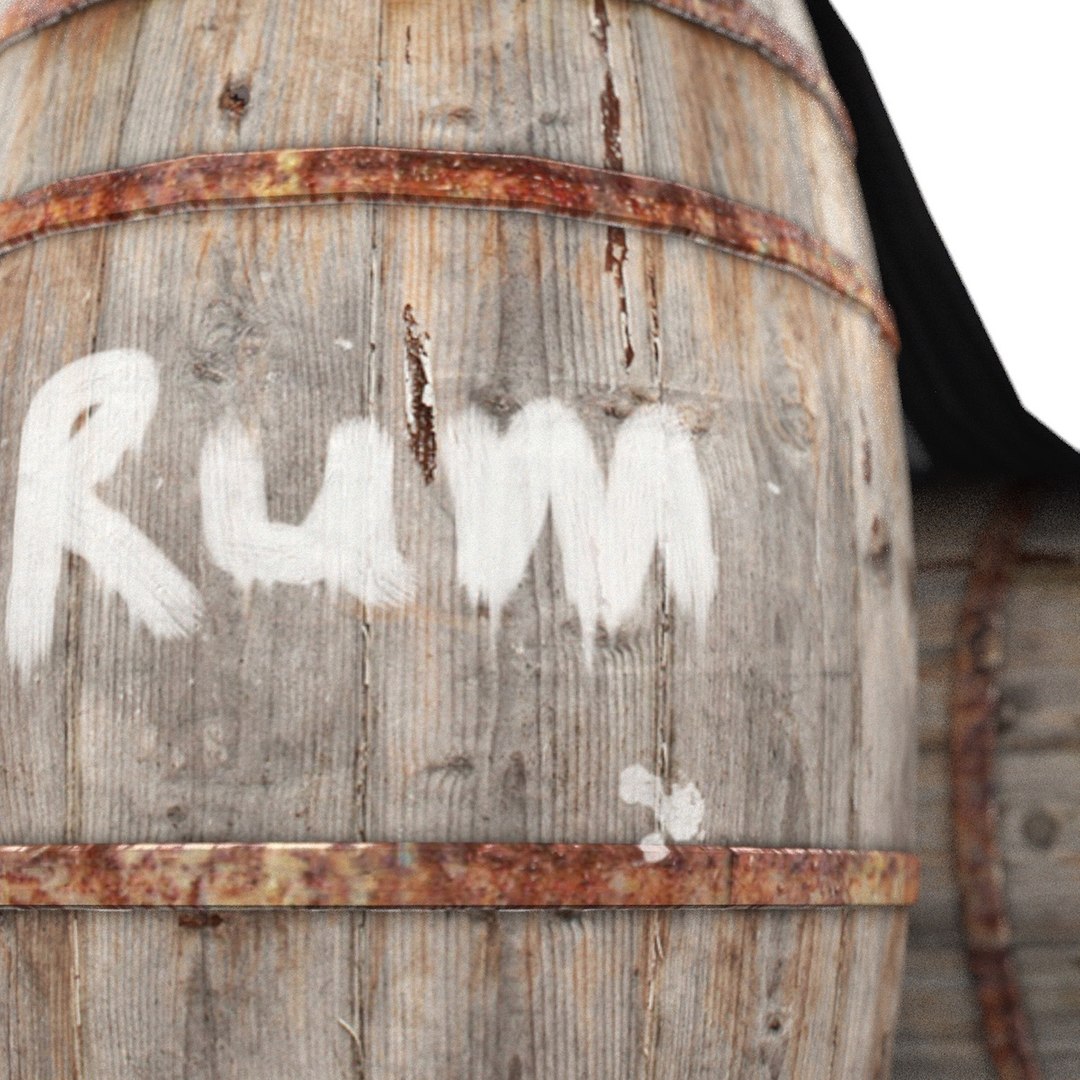 3d wooden barrels rum pirates