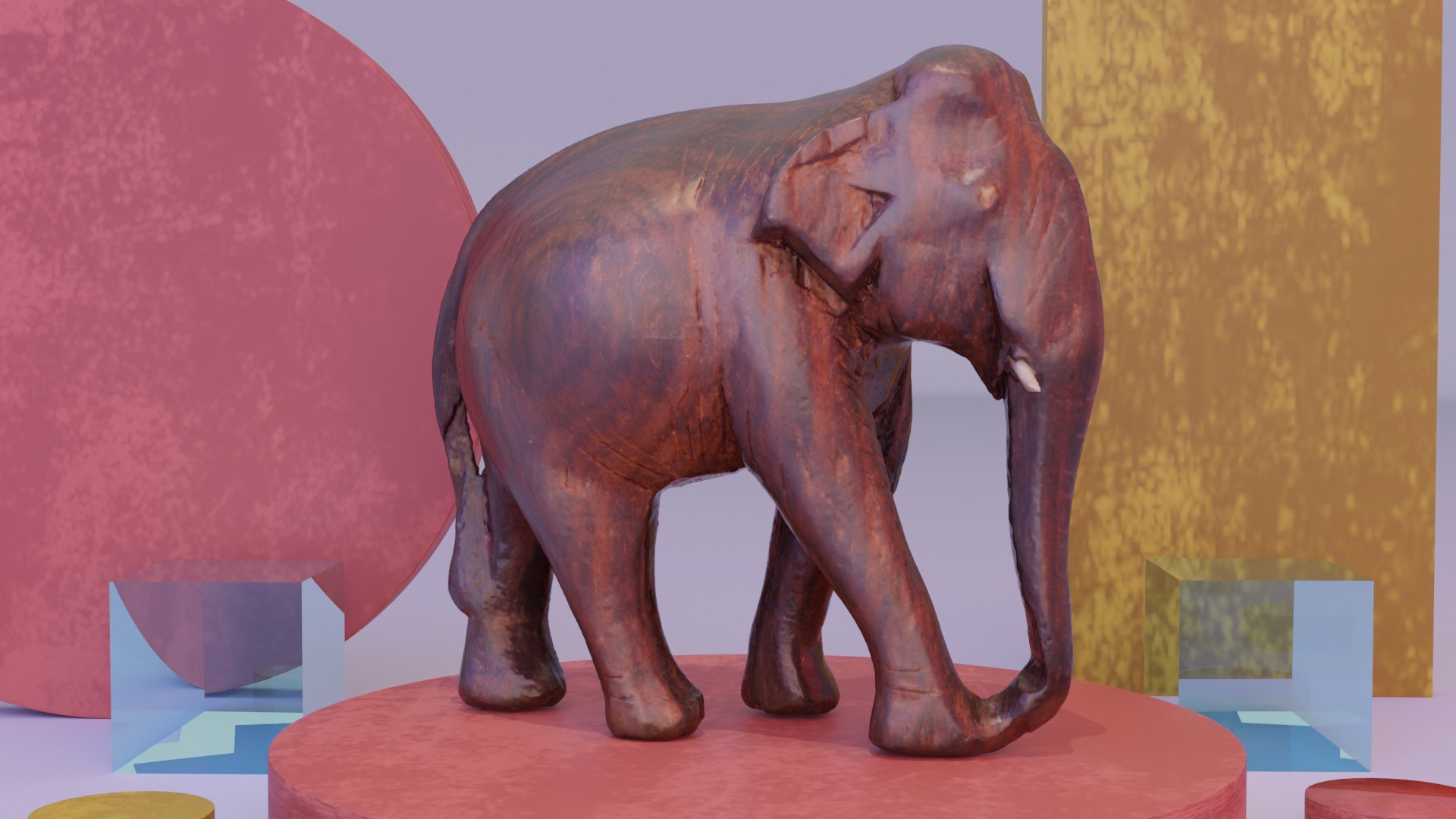 3D Elephant Wood Handmade Sculpture 01 High-poly 3D Model Model ...