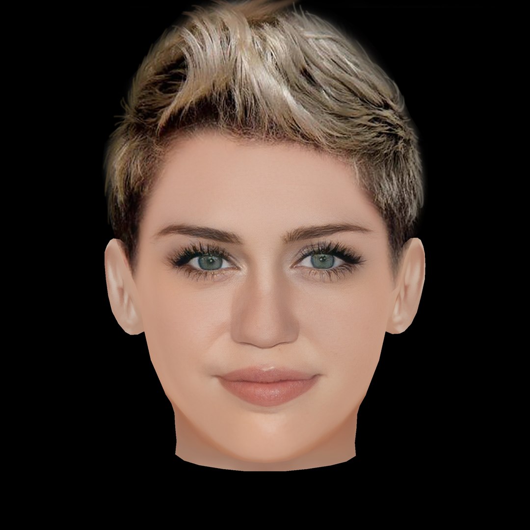 3D Miley Cyrus Head - Low Poly Head For Game - No Hair Model ...
