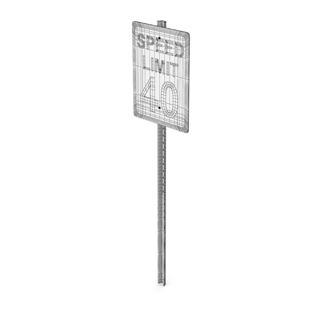 Speed Limit 40 Road Sign 3D model - TurboSquid 2045596