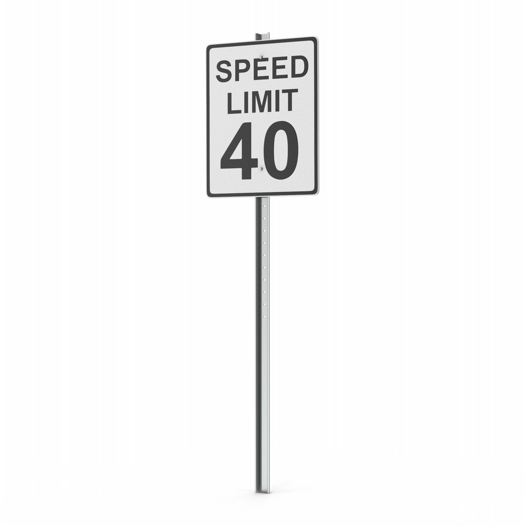 Speed Limit 40 Road Sign 3D model - TurboSquid 2045596