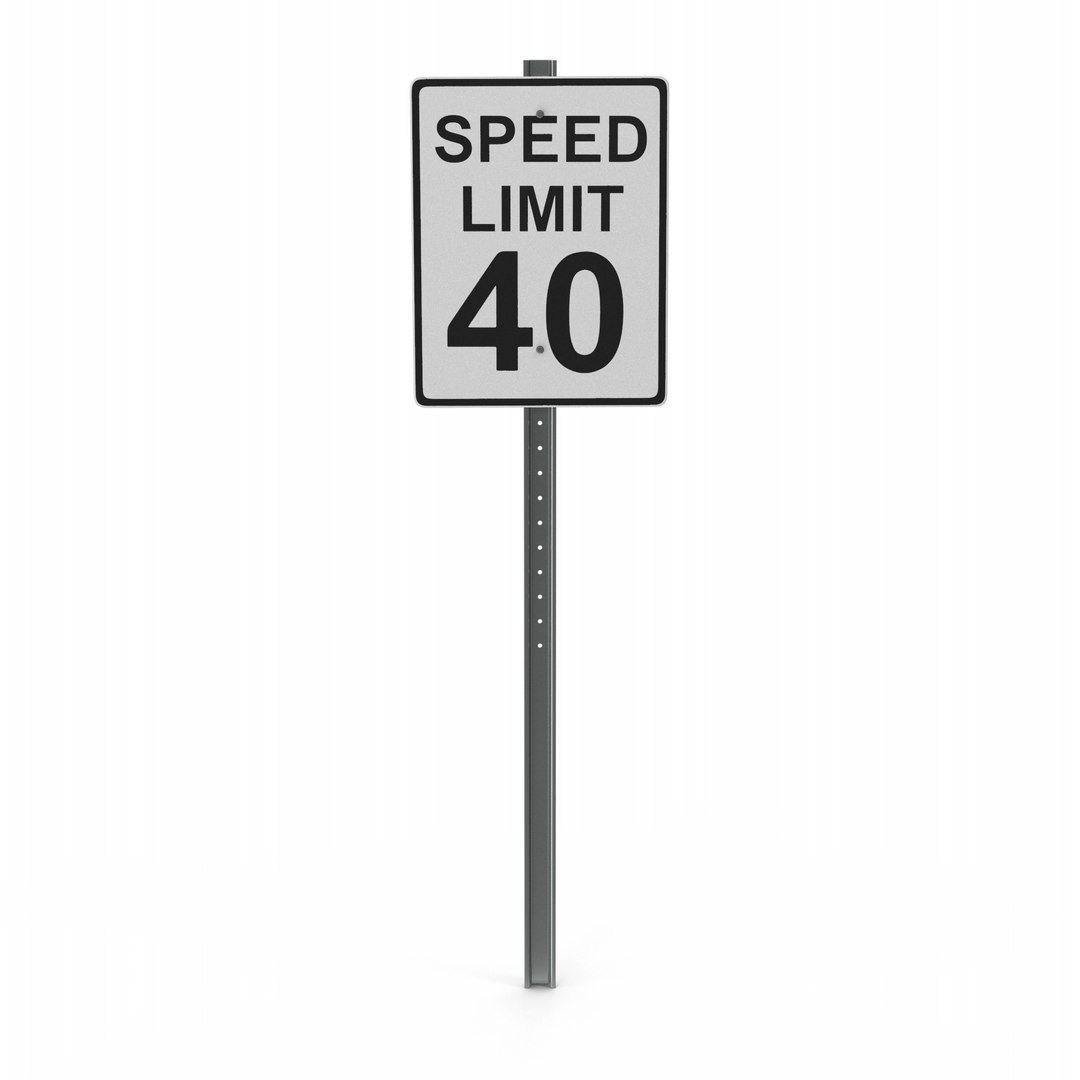 Speed Limit 40 Road Sign 3D model - TurboSquid 2045596