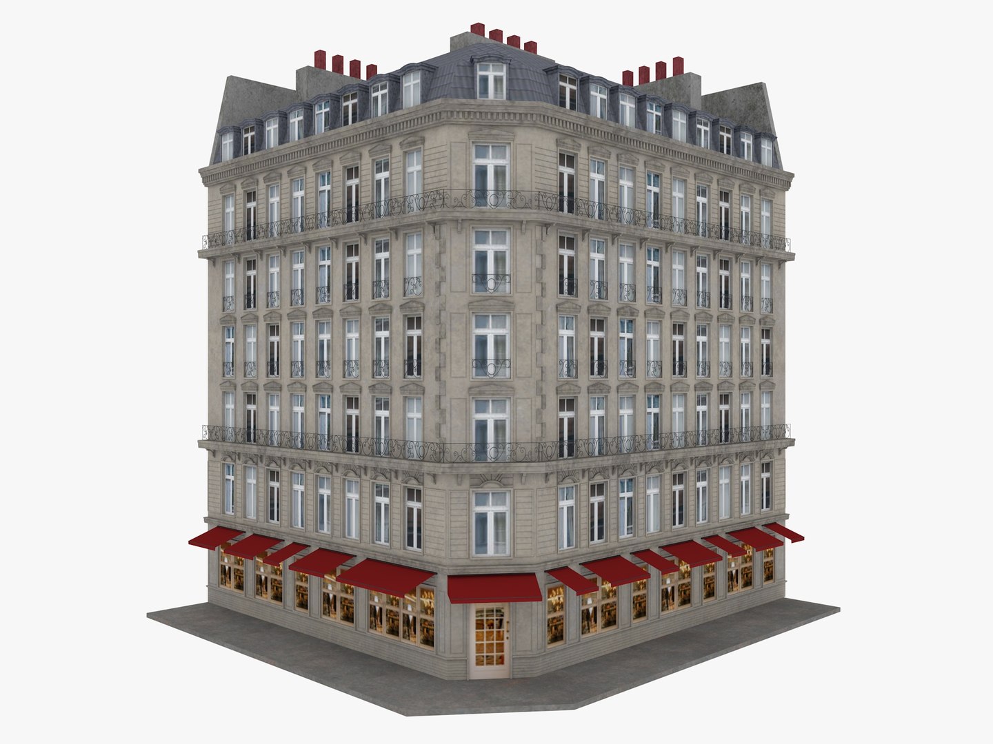 Row Houses And Parisian Buildings 3D Model - TurboSquid 2343802