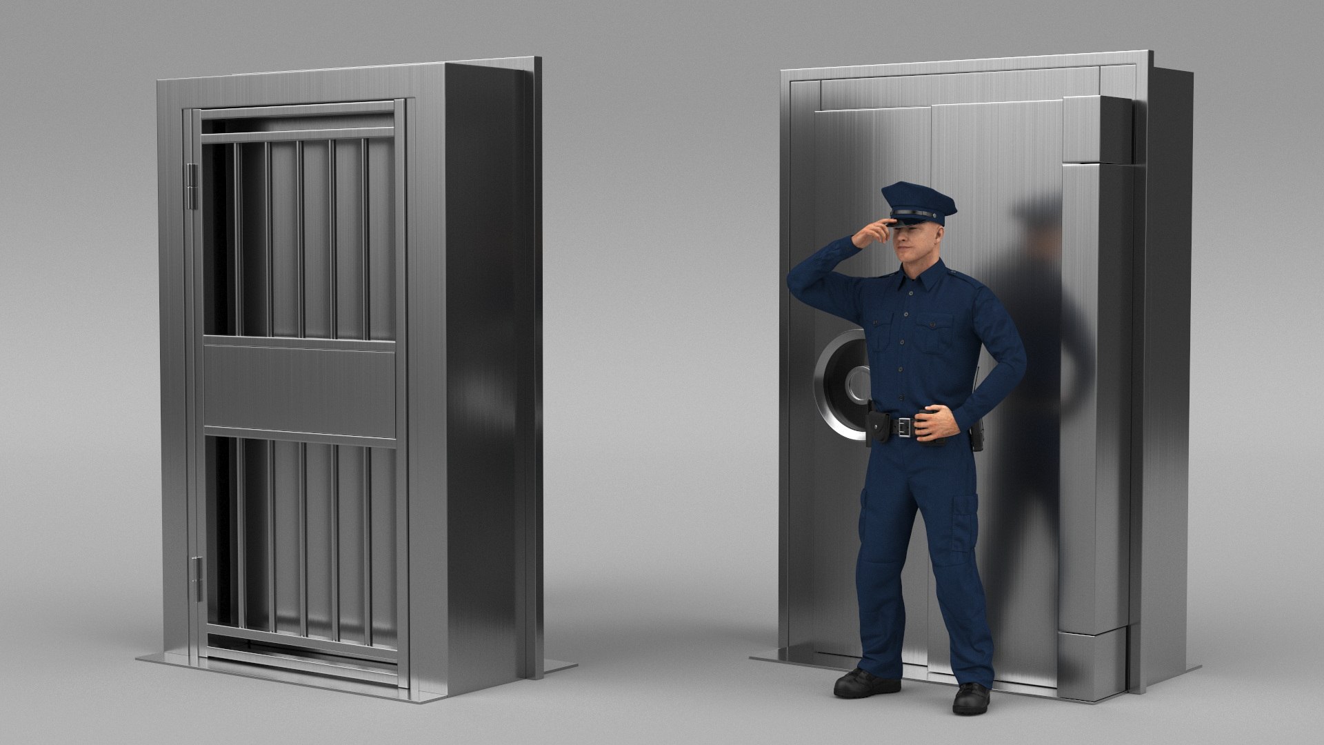 3D Security Guard With Bank Vault Model - TurboSquid 2350500