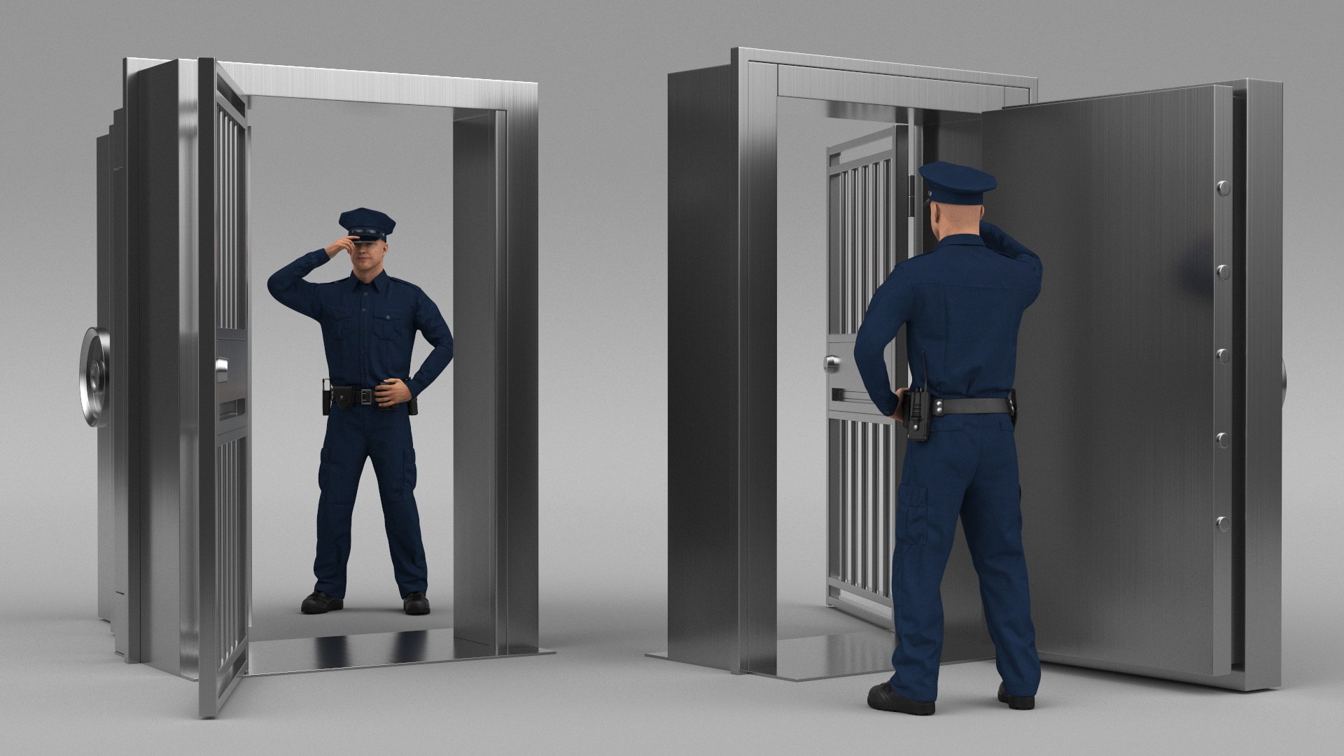 3D Security Guard With Bank Vault Model - TurboSquid 2350500