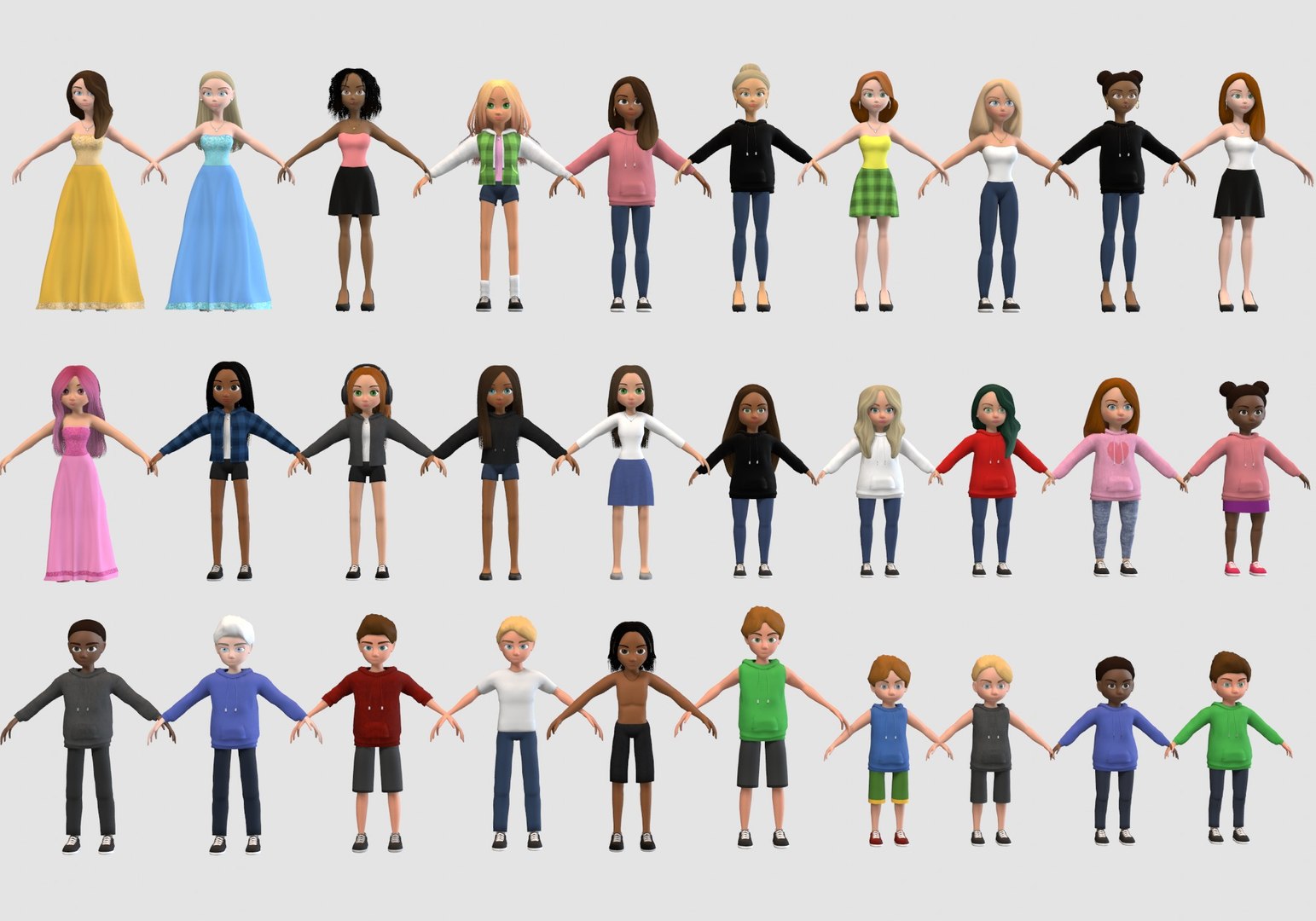 Cartoon characters collection 3D model - TurboSquid 1921738