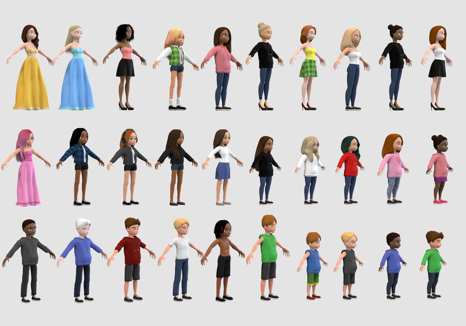 Cartoon Characters Collection 3D Model - TurboSquid 1921738