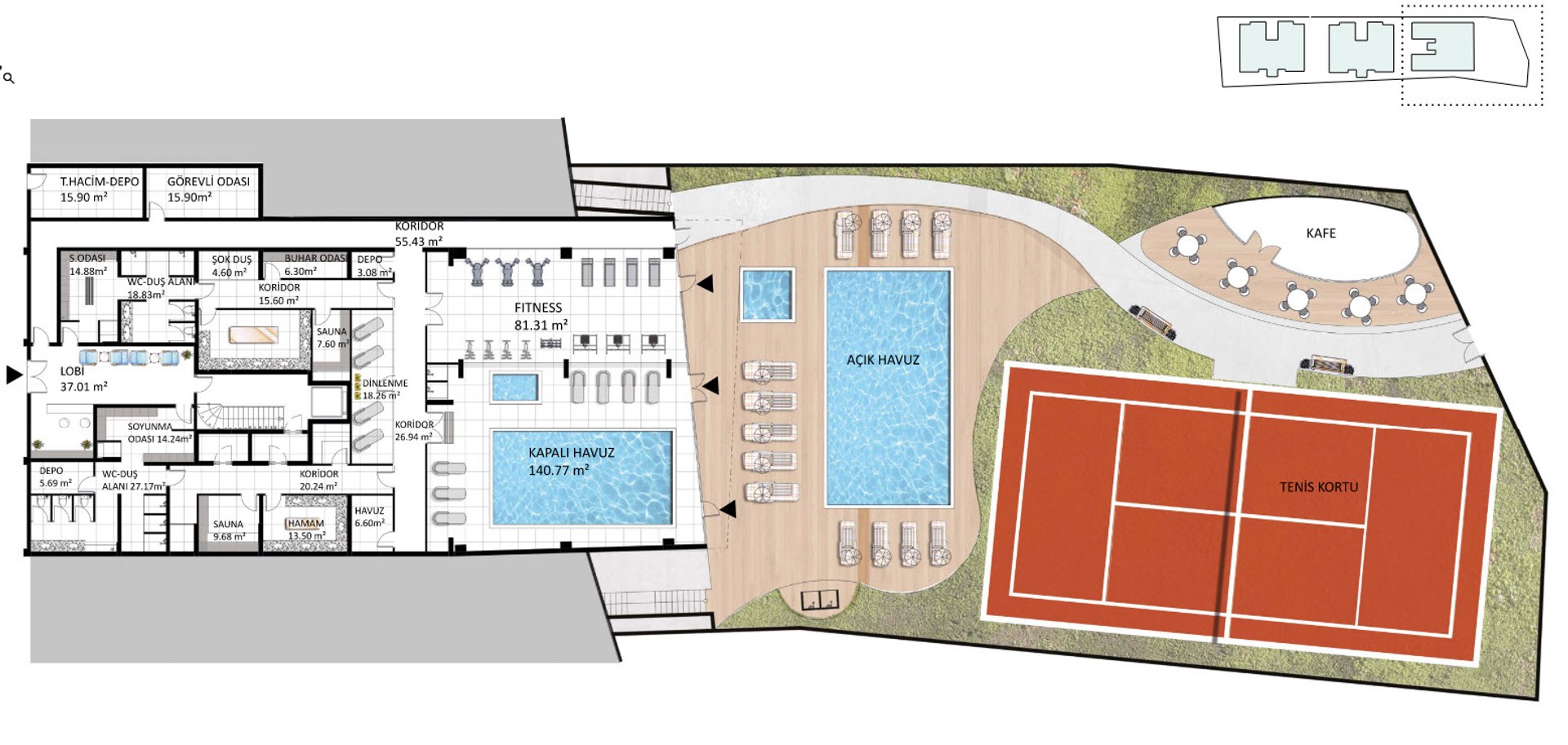 Modern Interior Exterior Swimming Pool And Gym 3D - TurboSquid 1978447