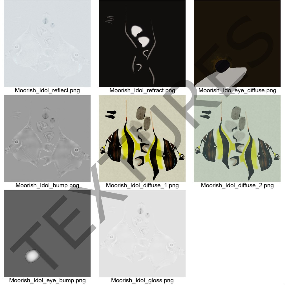 moorish idol fish pose 3d c4d