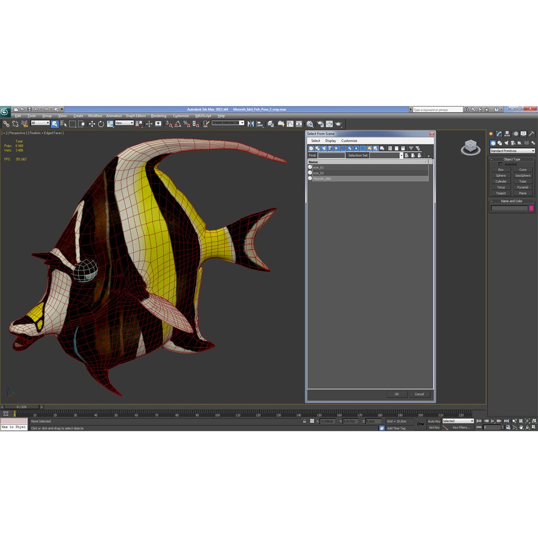 moorish idol fish pose 3d c4d