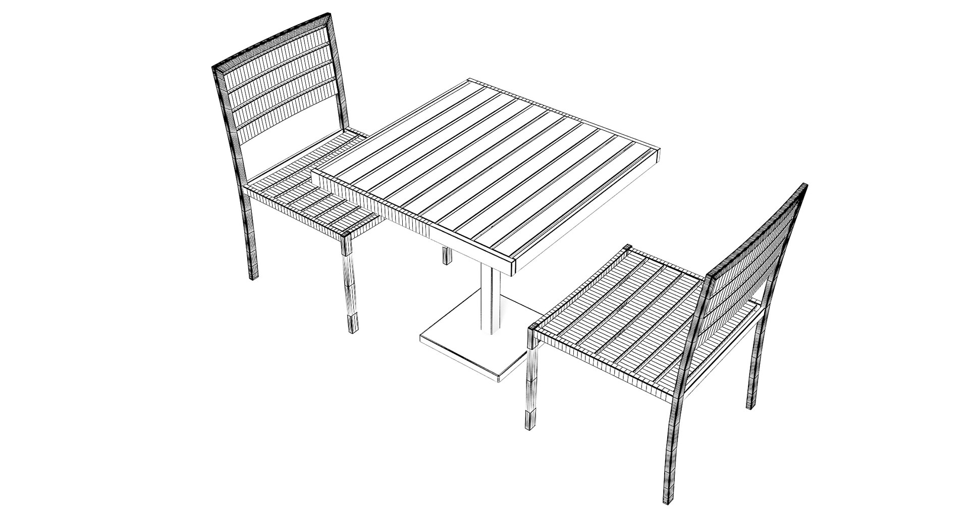 3d model outdoor cafe teak table chair