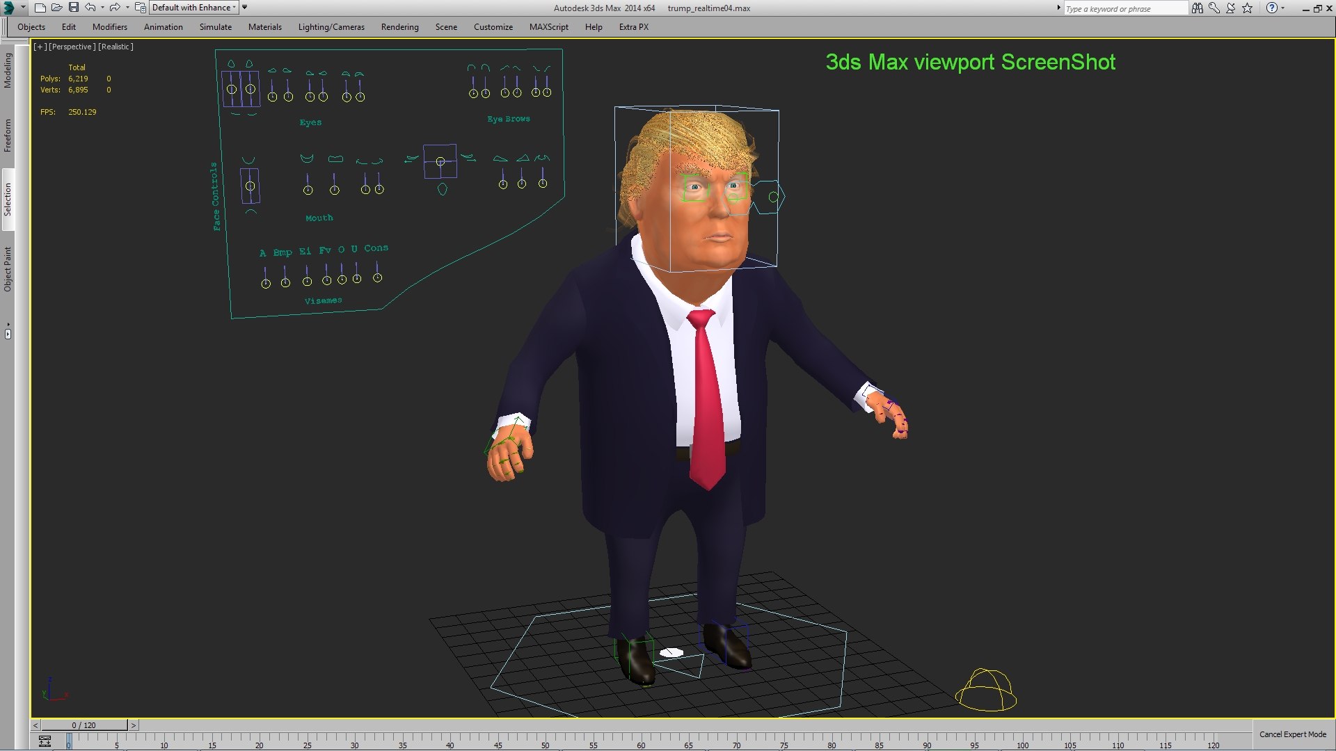 3d Rigged Cartoon Donald Trump Model