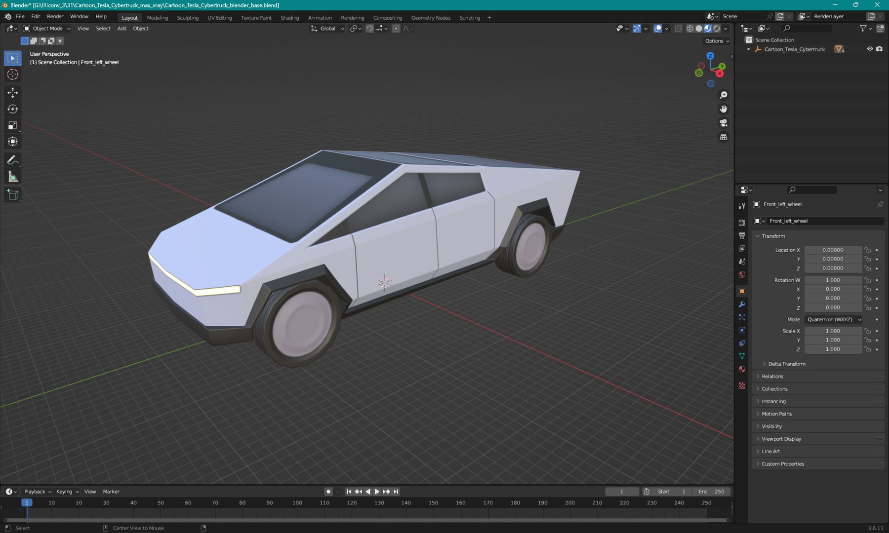 3D Cartoon Tesla Cybertruck Model - TurboSquid 2350595
