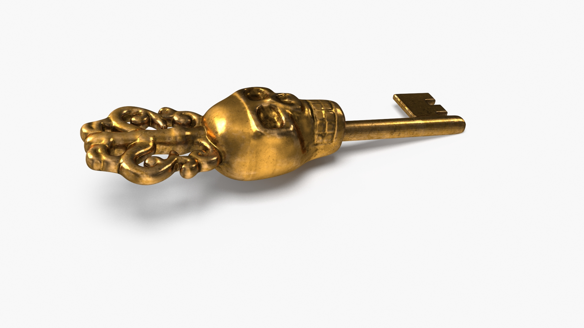 Ornate Skull Gothic Key Gold 3D - TurboSquid 2246381